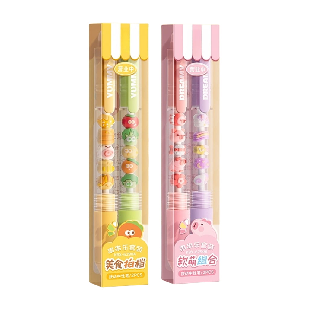 2/4Pcs Cartoon Beaded Gel Pen Retractable Gel Pen 0.5mm Tip Studewnt ...
