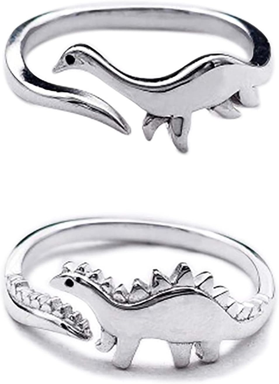 2-4Pcs Cute Dinosaur Tyrannosaurus Triceratops Ring Set 14K Silver ...