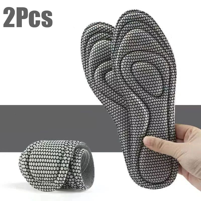 2/4Pcs Memory Foam Insoles Men Women Nano Antibacterial Massage Sport ...