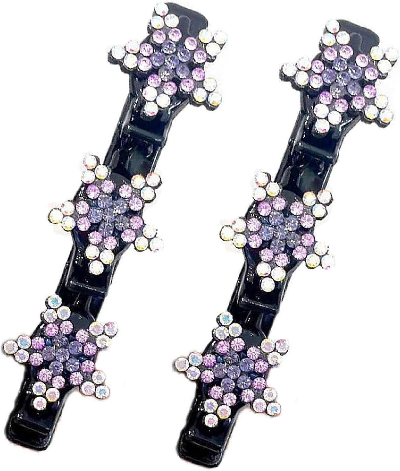 2/4Pcs Rhinestone Hair Clip, Five-Pointed Star Three Flower Side Hair ...