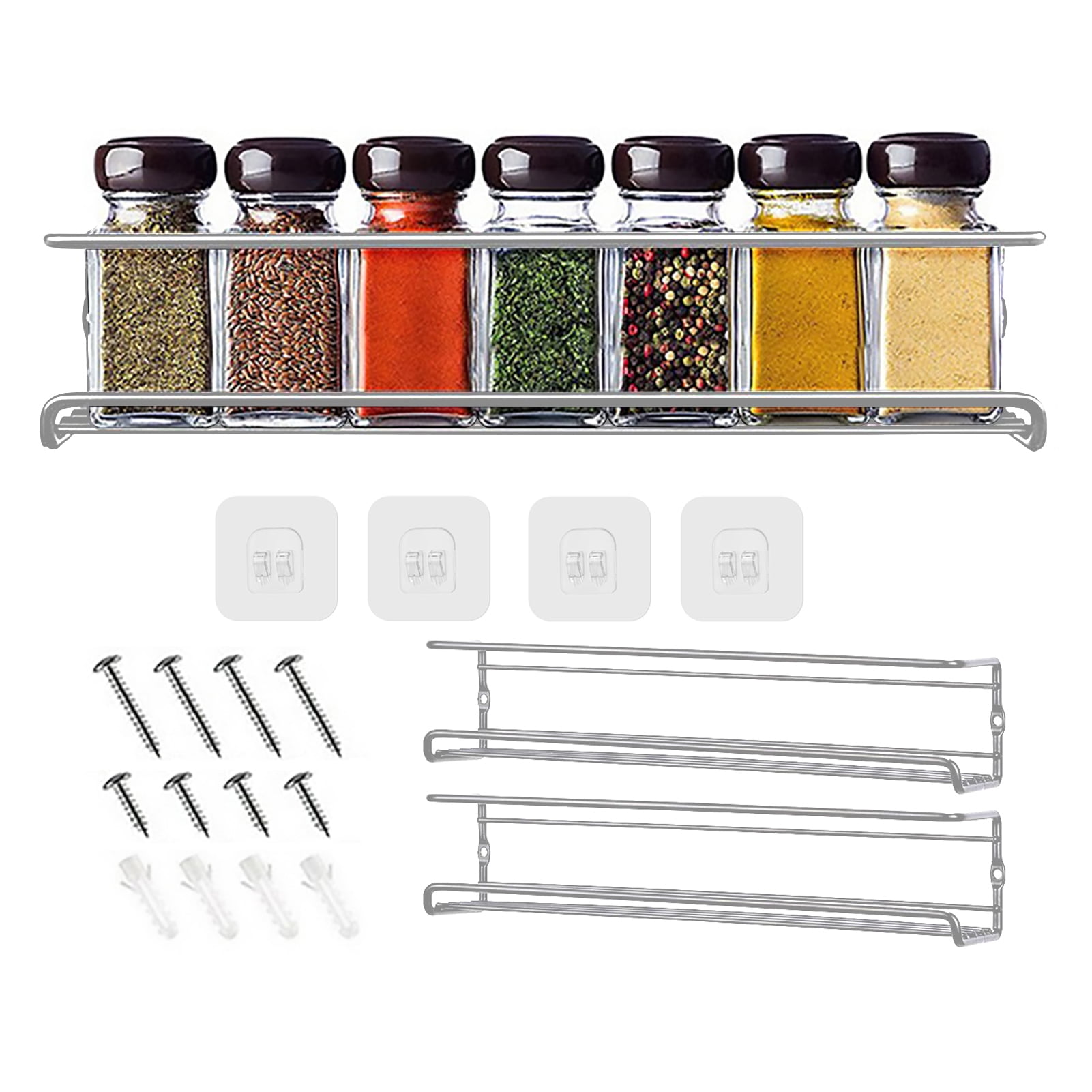 2/4Pcs Spice Rack Wall-mounted Screw Or Adhesive Space-Saving Hanging ...