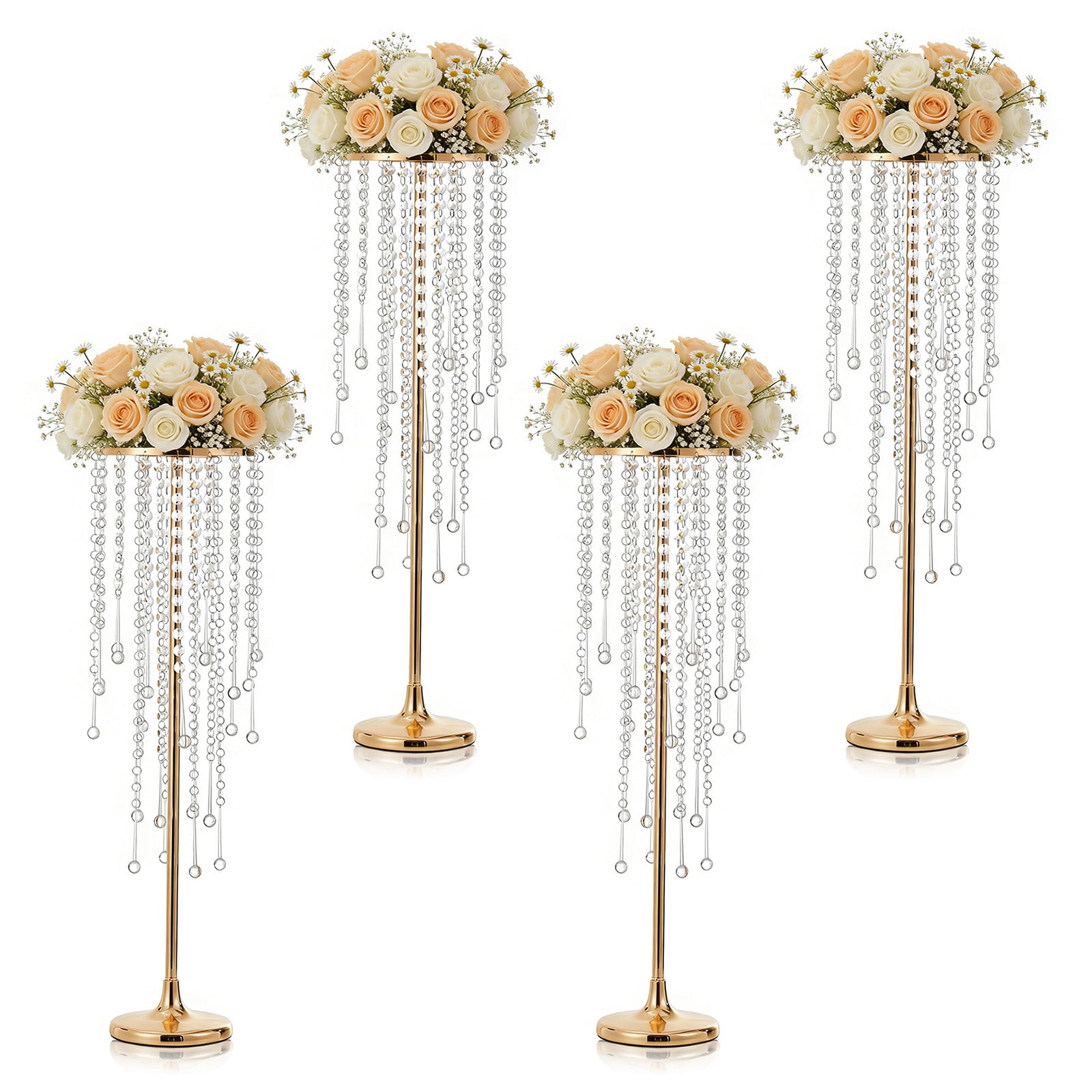 2/4Pcs Wedding Centerpieces Gold Vases,29.5in Tall Crystal Flower Vase ...