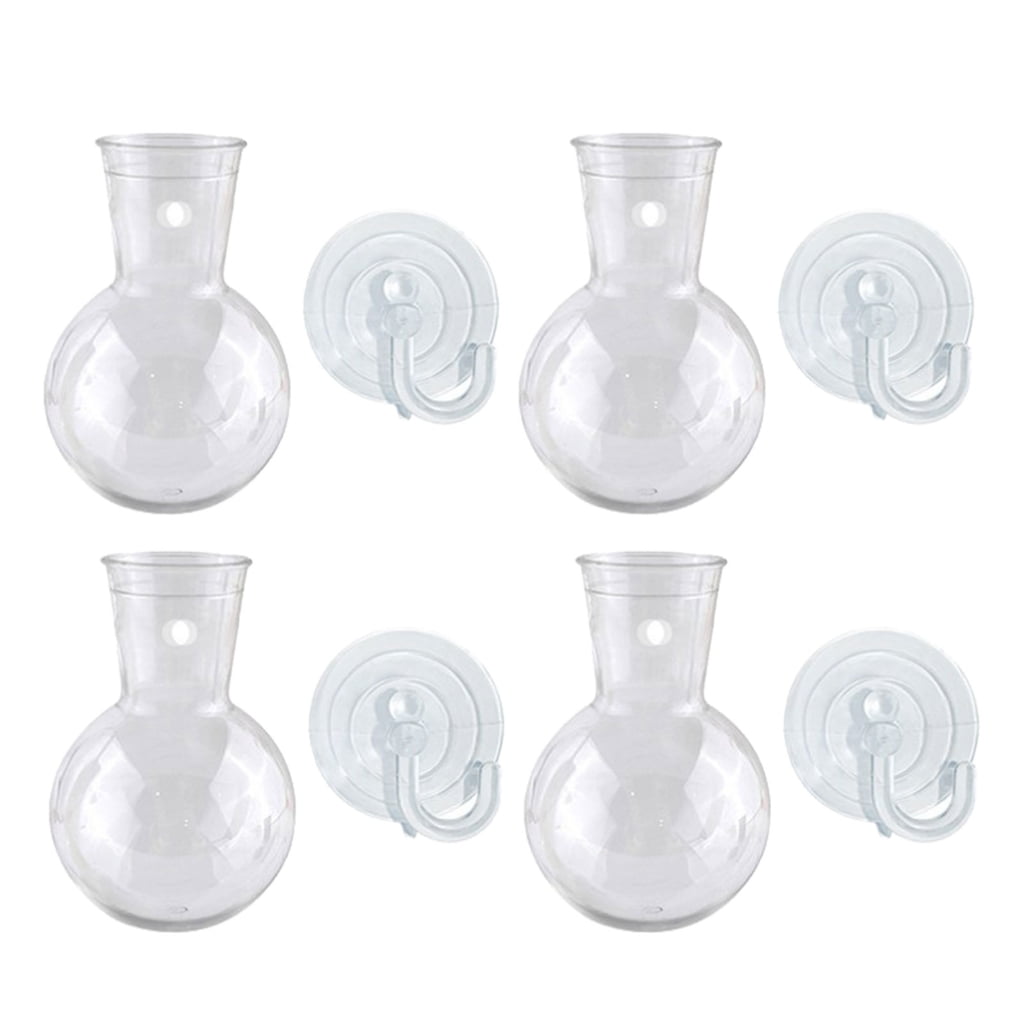 2/4Pieces Decorative Wall Planter Hydroponics Plant Vases with Suction ...