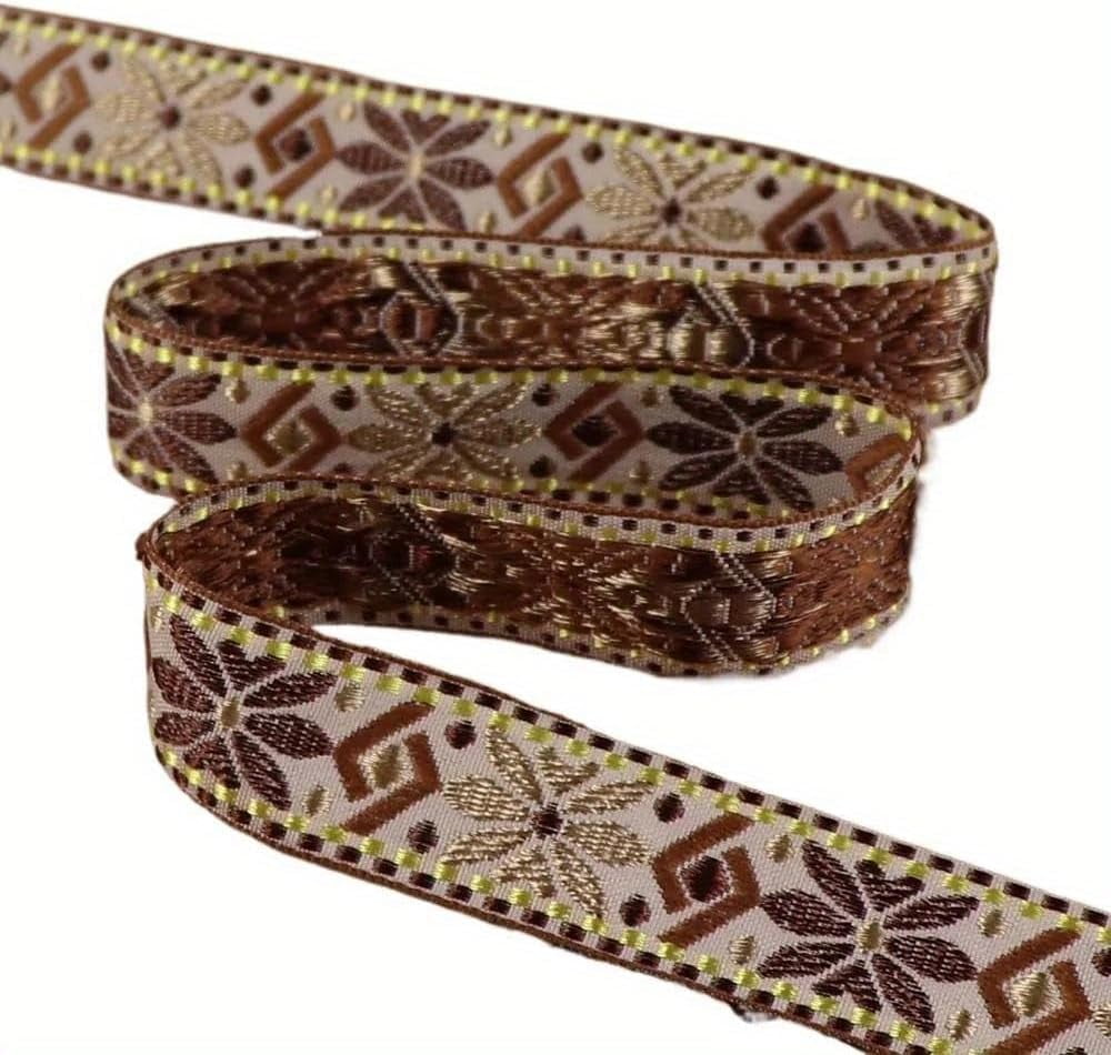 2.4cm Vintage Jacquard Ribbon Geometric Embroidered Ribbons Garment ...