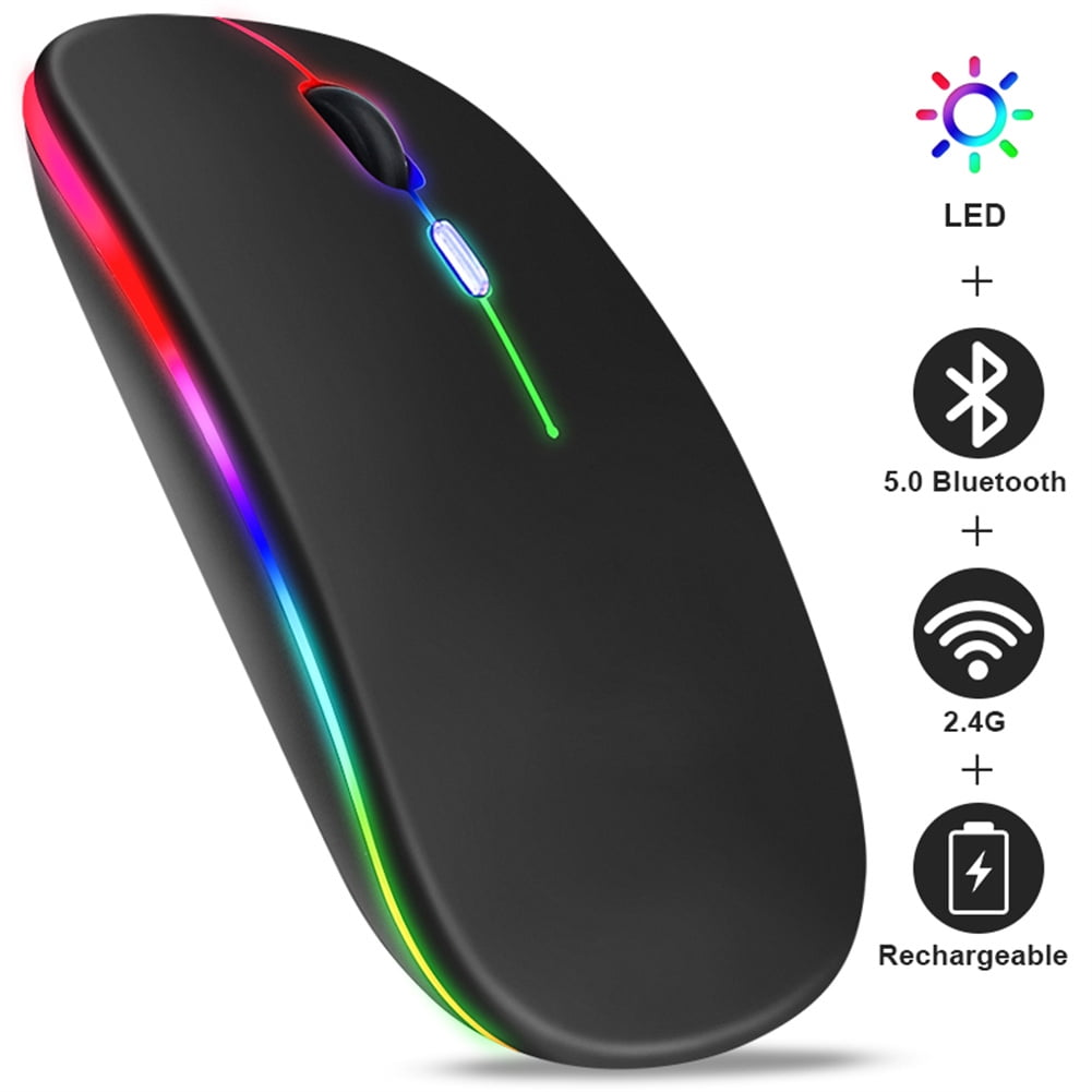 2.4g Wireless Mouse Bluetooth-compatible Rgb Rechargeable Mute Led Backlight Ergonomic Gaming ...