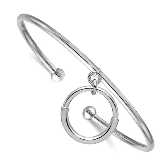 2.4mm 925 Sterling Silver Rhod Plat Polished With Charm Cuff Stackable ...