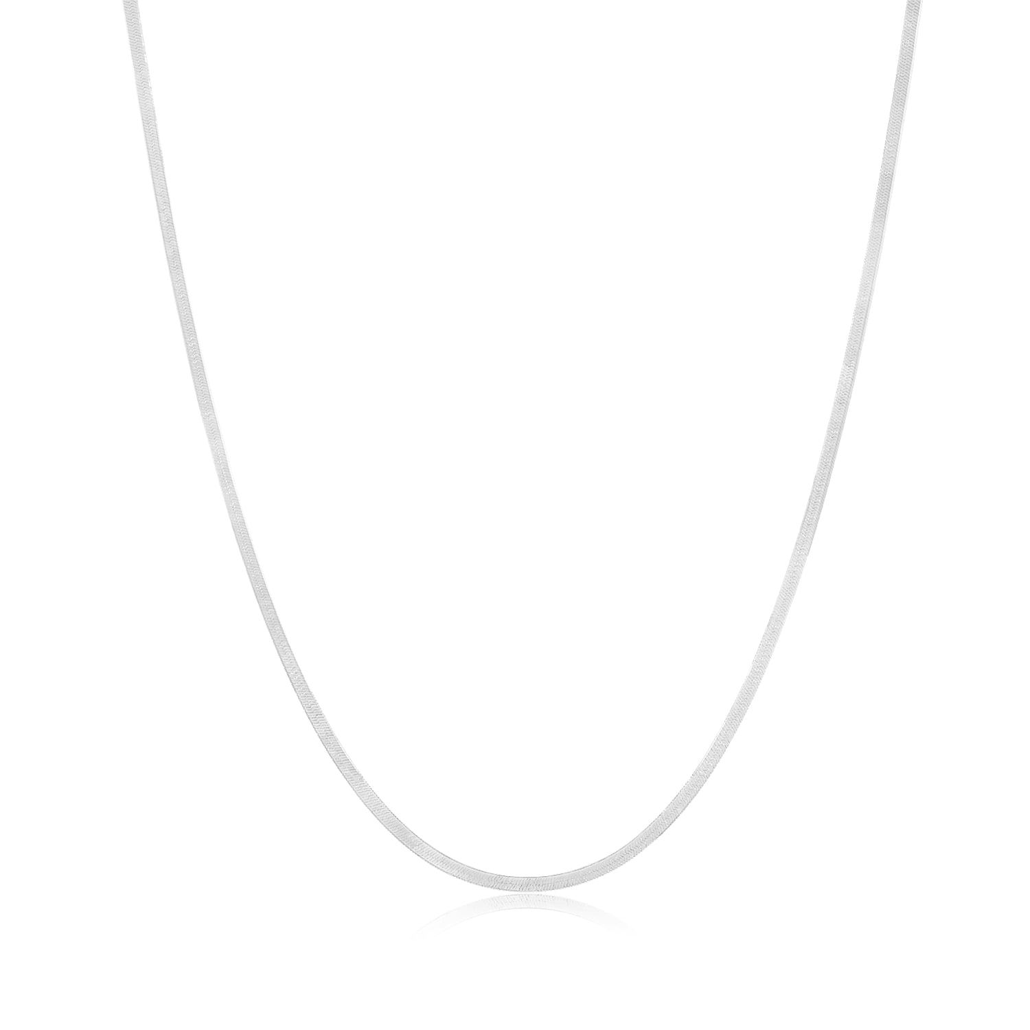 2.4mm Solid .925 Sterling Silver Flat Herringbone Chain Necklace, 26 ...