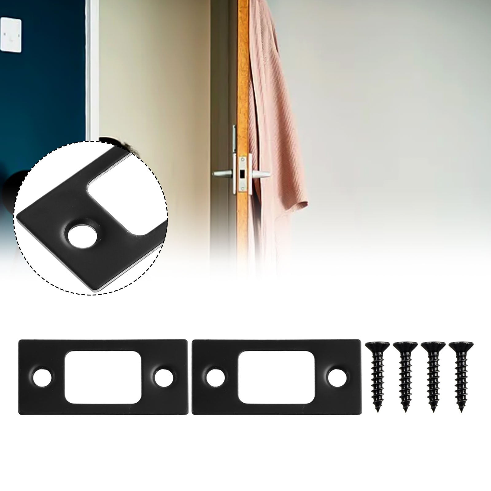 2-4Pcs Black Stainless Steel Standard Tubular Latch Replacement Plate ...