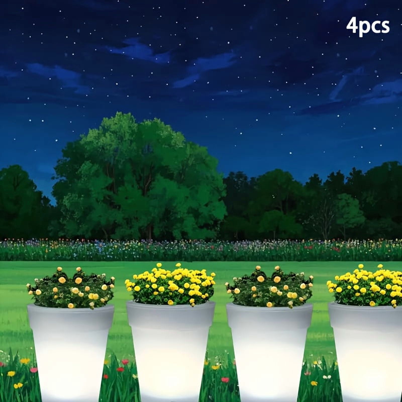 2/4pcs Solar Flower Pot Light | Multi-Functional Indoor/Outdoor Decor ...
