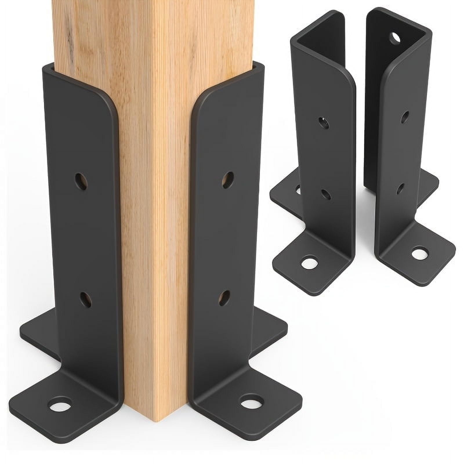 2/4pcs of Adjustable Metal Column Base Bracket-Black, Anti-Rust ...