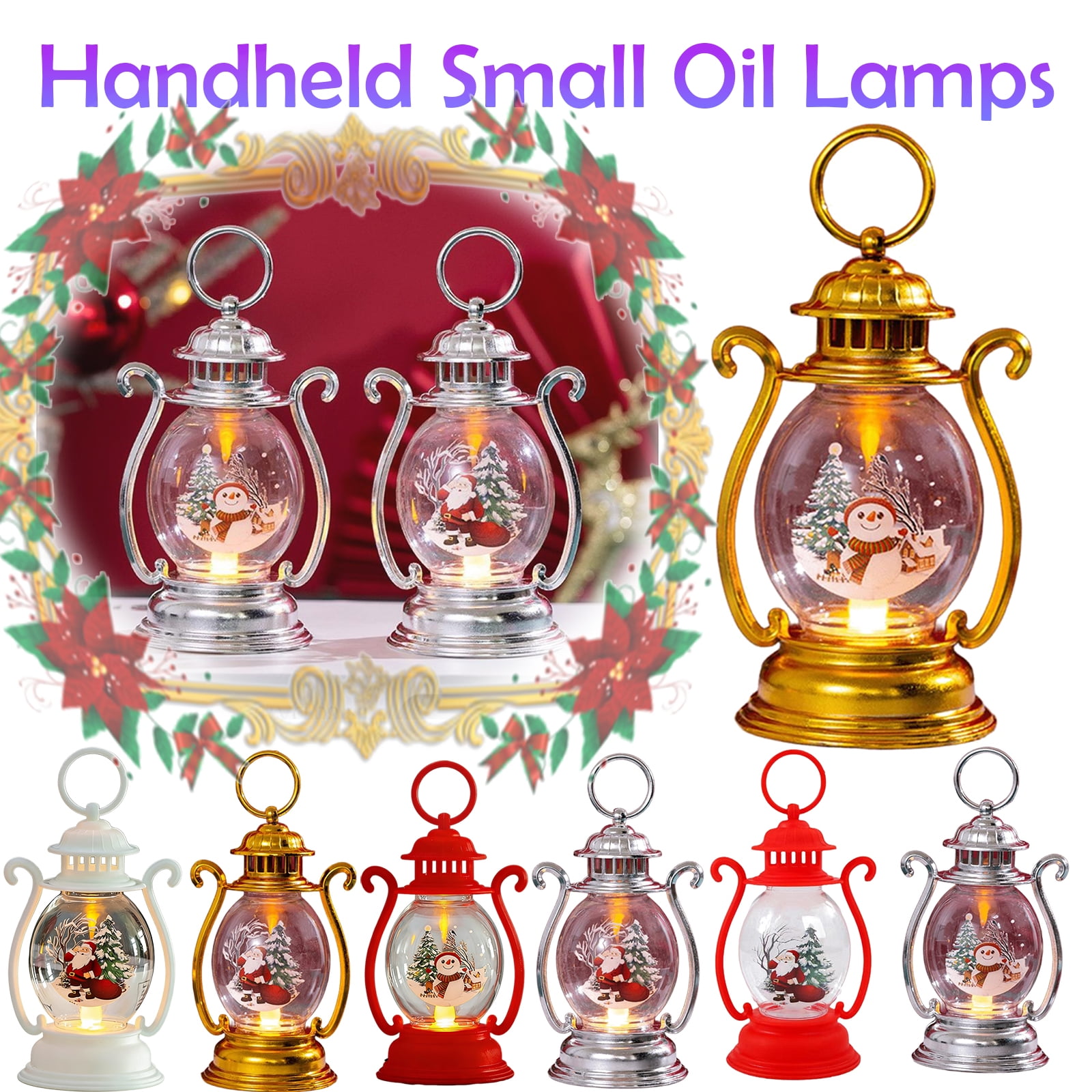 2.4x6.8 in Christmas Glow Handheld LED Lantern, Younger Small Oil Lamps ...