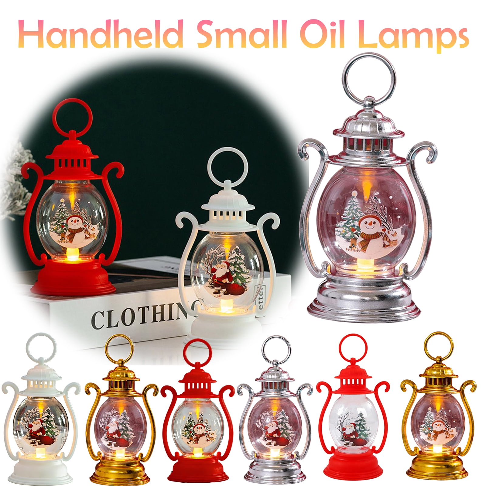 2.4x6.8 in Christmas Glow LED Lantern Decor, Younger Handheld Small Oil ...