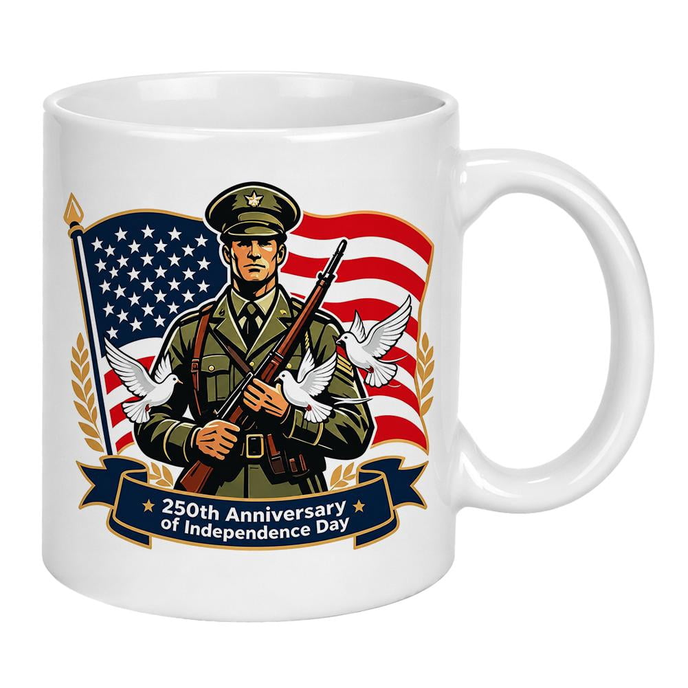 2-5-0-th Anniversar-y Independence Day Mug, 11oz Ceramic Coffee Cup ...