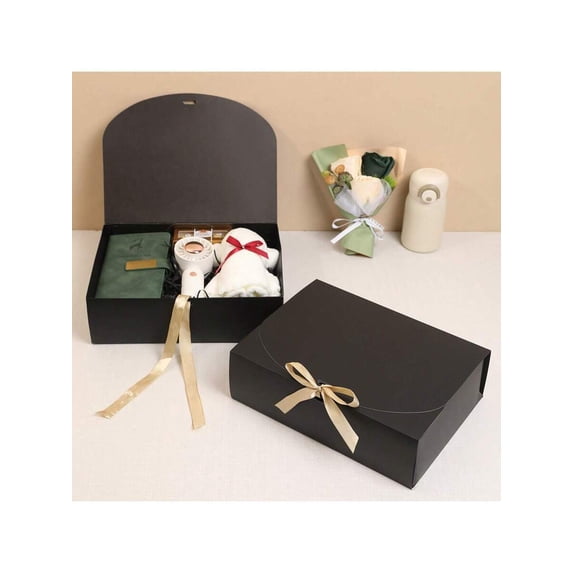 2/5/10PCS Gift Boxes with Lids & Ribbons - White/Black/Pink/Brown for ...