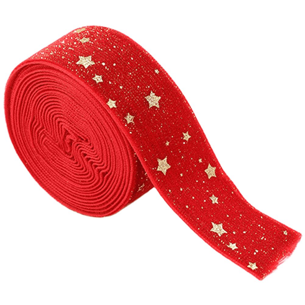 2.5*200Cm Christmas Ribbon Webbing Bow Print Satin Ribbon Decorations ...
