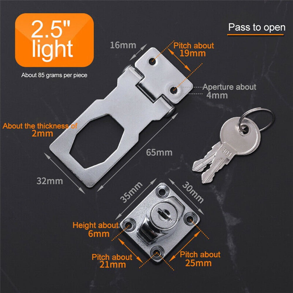 2.5/3/4inch Door Locking Hasp Staple Padlock Cupboard Shed Garage Lock ...