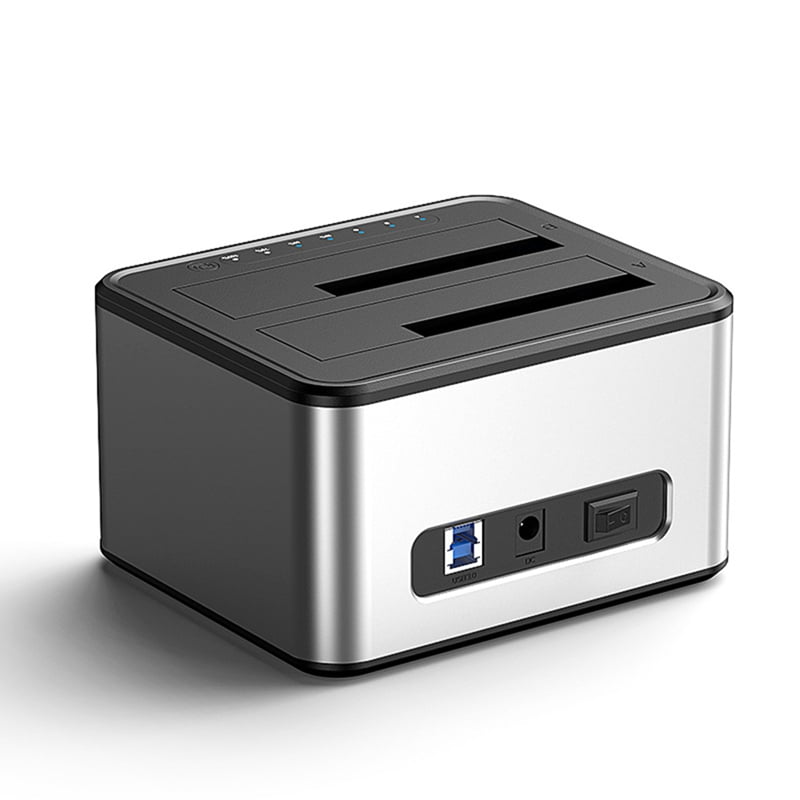 2.5/3.5 Inch SSD External Hard Drive Enclosure Dual-Bay Hard Drive Docking Station SATA to USB 3 ...