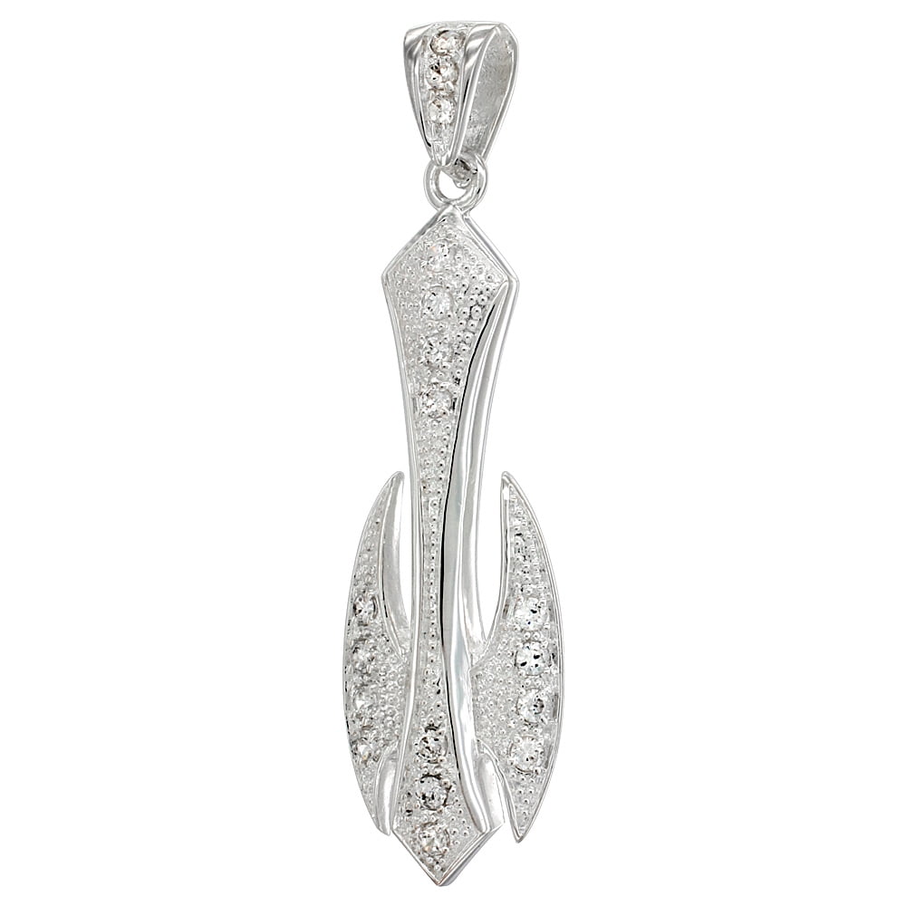 2 5/32 inch Sterling Silver Cubic Zirconia Iced Out Double-Bit Battle ...
