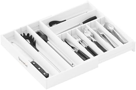 2.5" High Bamboo Silverware Drawer Organizer with Labels, Kitchen ...