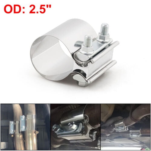 2.5" 63mm Stainless Steel Butt Joint Band Exhaust OD Pipe Clamp Sleeve ...