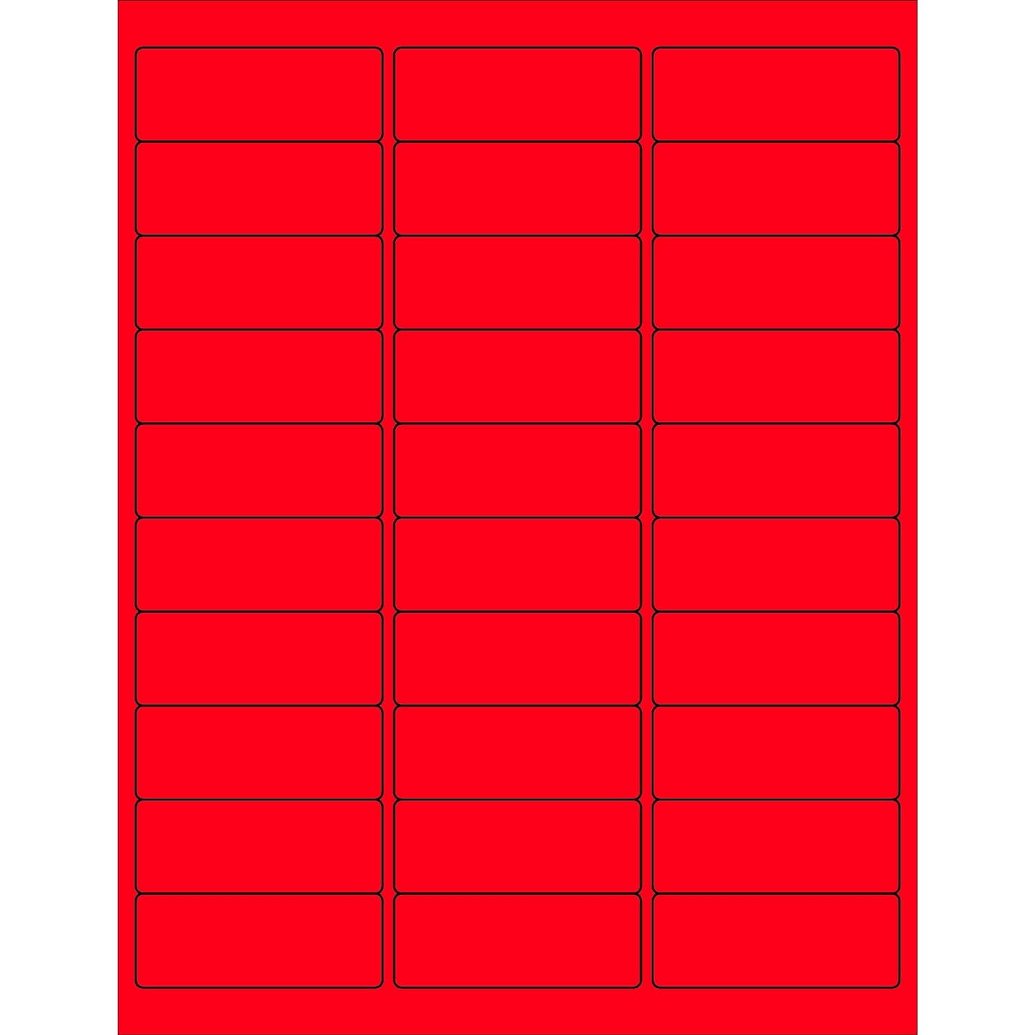 2 5/8" x 1" Fluorescent Red Shipping Address Labels, for Laser jet ...