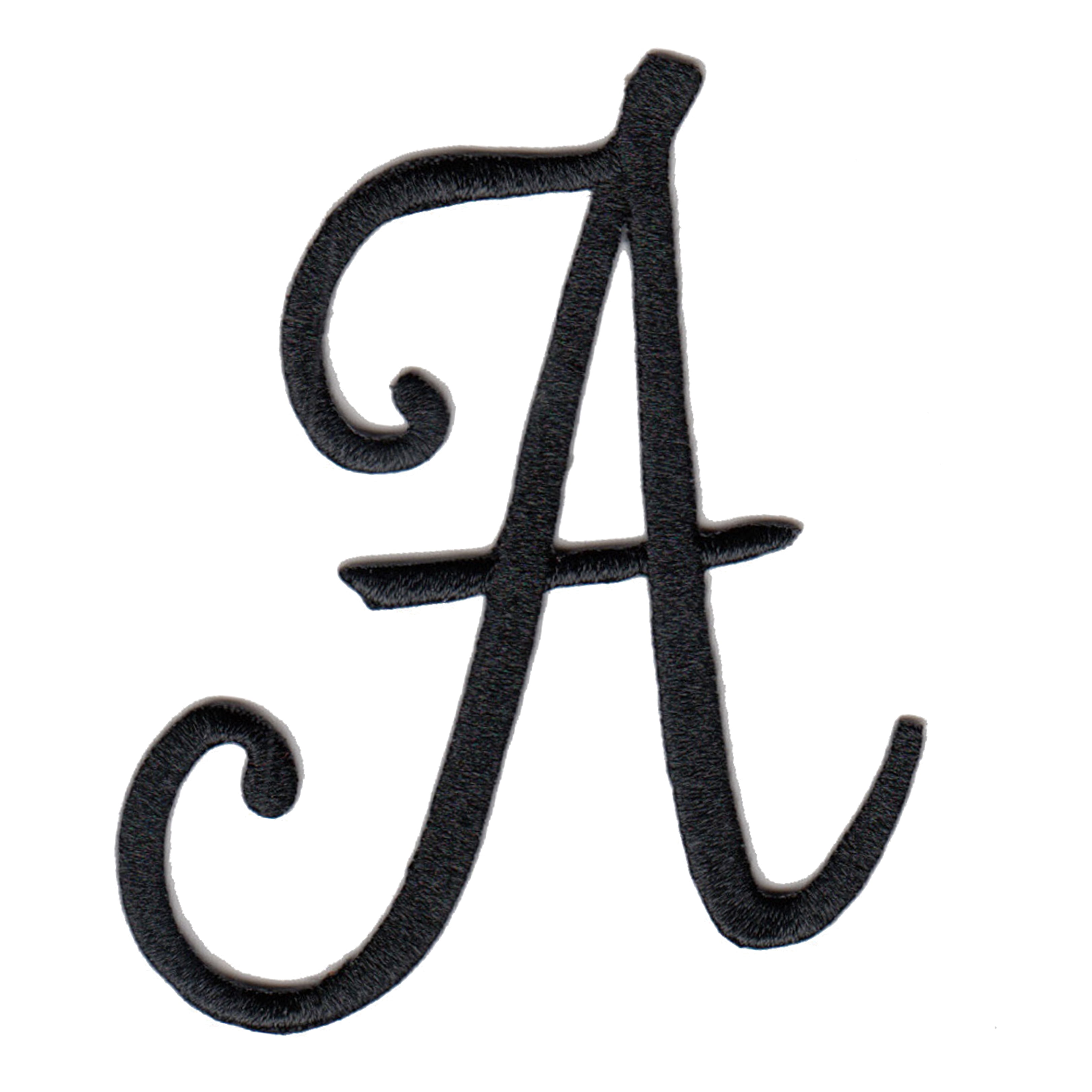 2.5" Black Script Embroidered Alphabet Custom Letter A - Z Iron-On ...