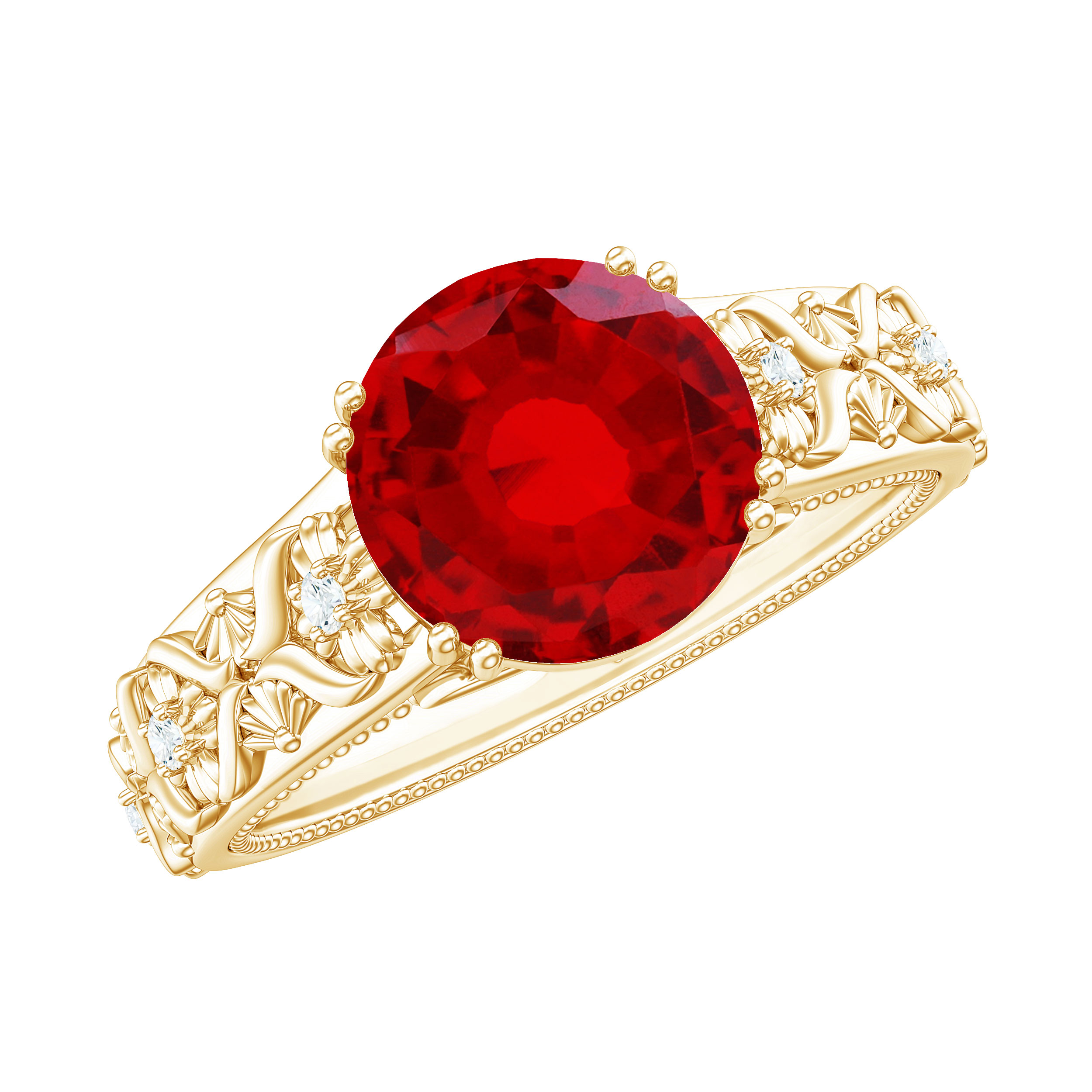Rosec Jewels 2.5 CT Floral Inspired Lab Created Ruby and Moissanite ...
