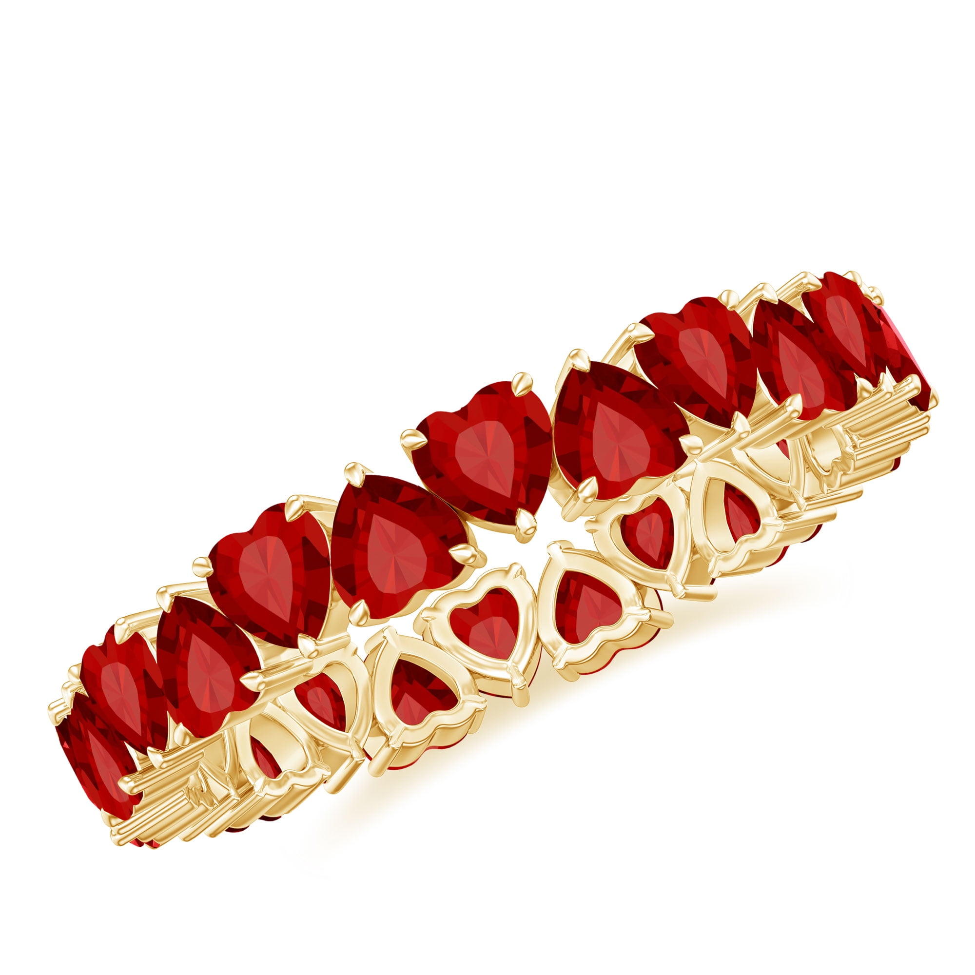 2.5 CT Heart Shape Lab Created Ruby Full Eternity Ring in Claw Set, 14K ...
