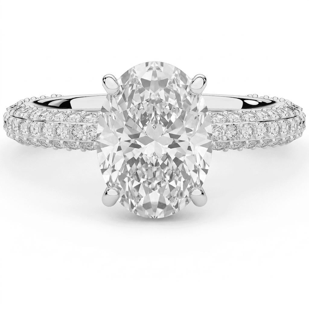 2.5 Carat Center Stone 14K White Gold IGI Certified Lab Grown Oval ...