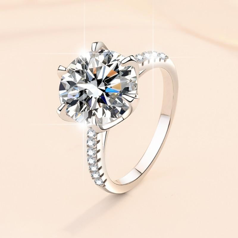 2 to 5 Carat D Color VVS1 Moissanite Diamond Rings for Women, S925 Sterling Silver 18K Gold ...