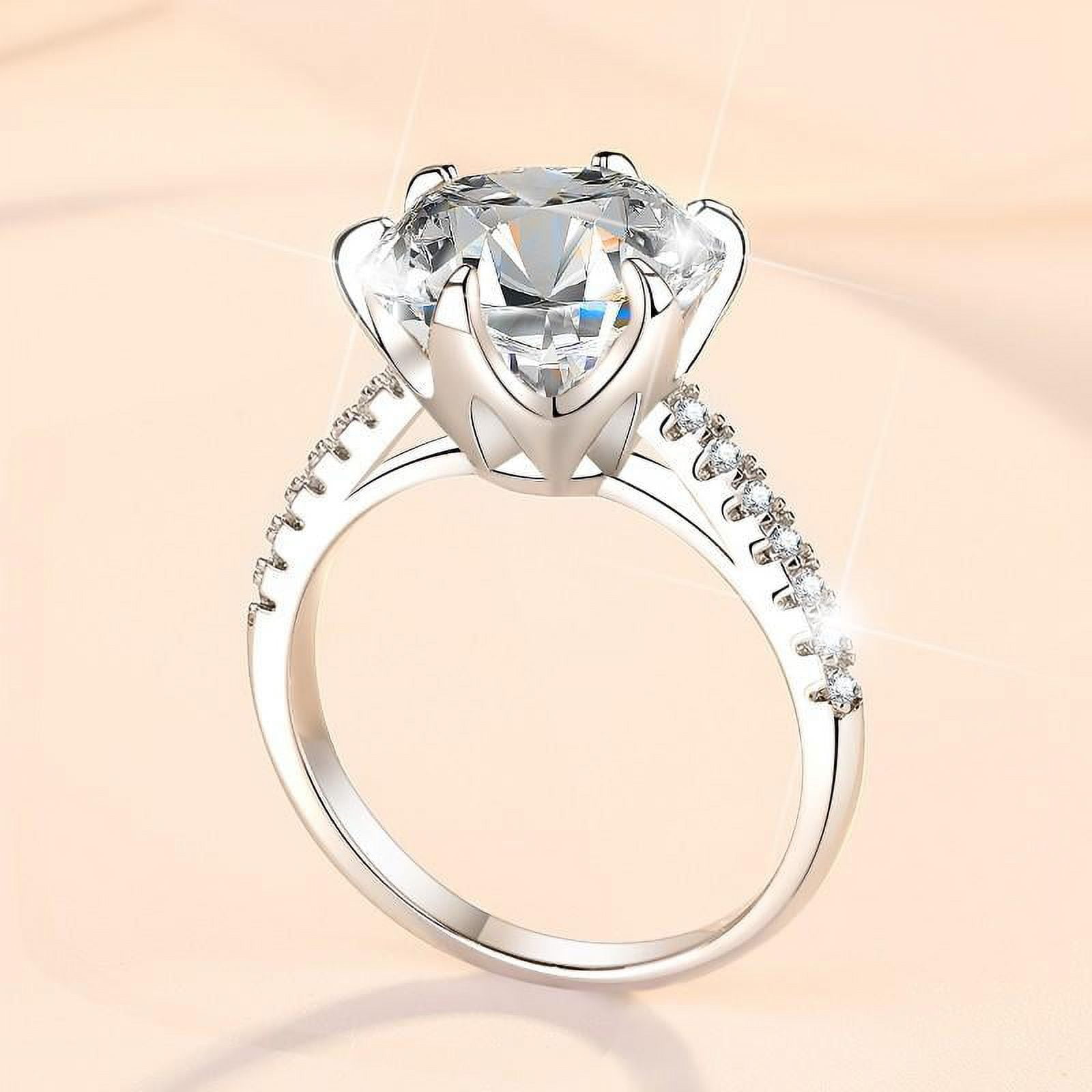 2 to 5 Carat D Color VVS1 Moissanite Diamond Rings for Women, S925 ...