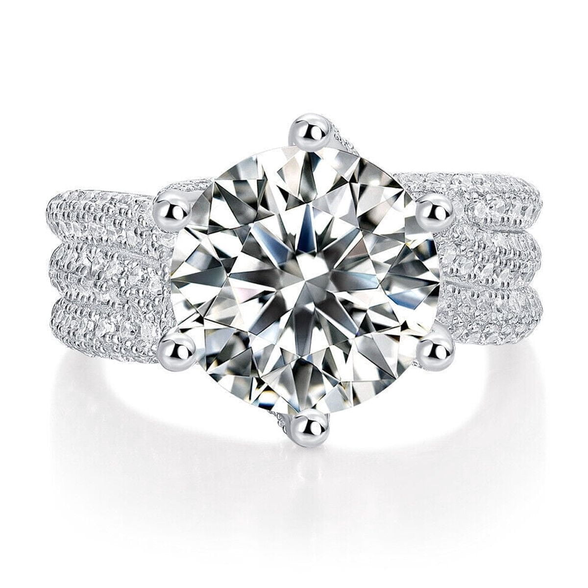 2.5 Ct Round Brilliant Cut Simulated Diamond Ring, Triple Row Micro ...
