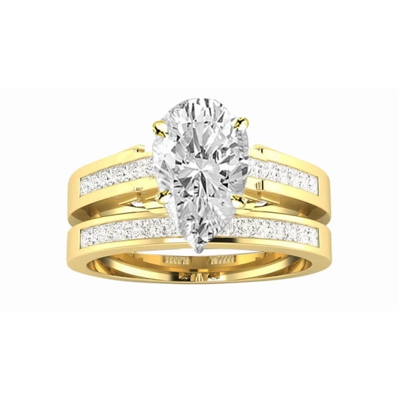 2.5 Ctw 14K Yellow Gold Channel Princess Cut Diamond Engagement Ring ...
