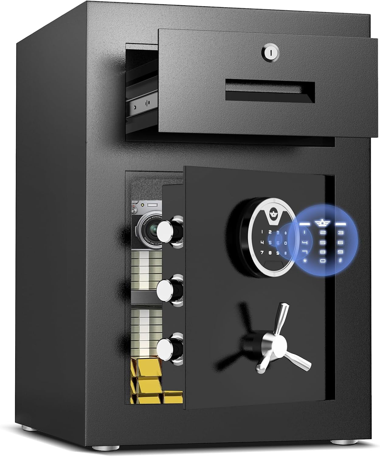 2.5 Cub Home Safe, Money Safe Box with Backlit Keypad & Adjustable ...