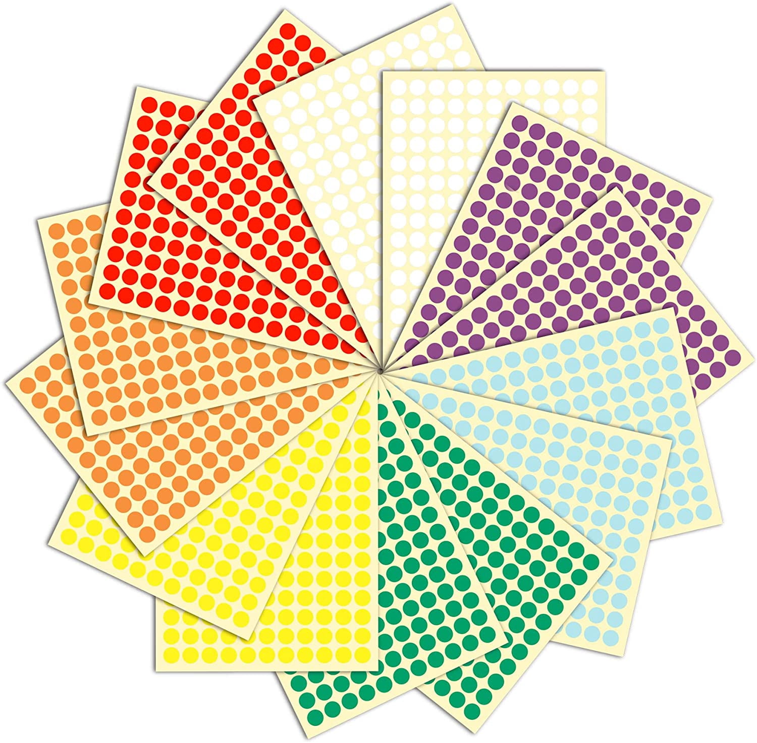 2/5 in Dot Stickers Color Coded, 7 Colors Adhensive Rainbow Circle ...