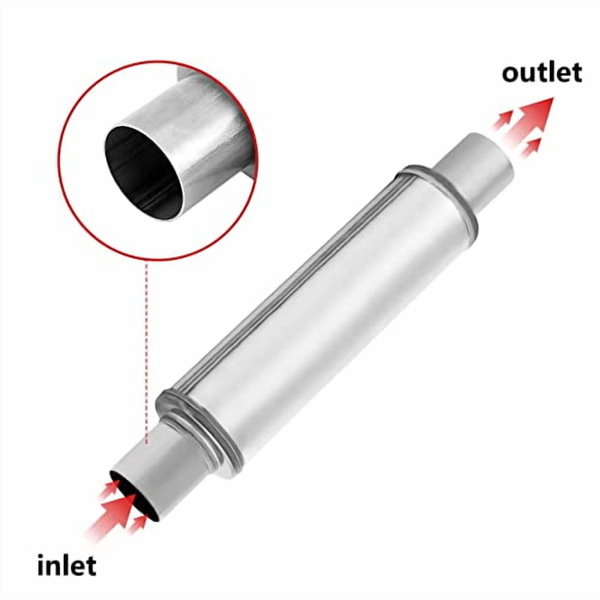 2.5'' Exhaust Muffler, 2.5" Inlet/Outlet Exhaust Muffler Universal ...