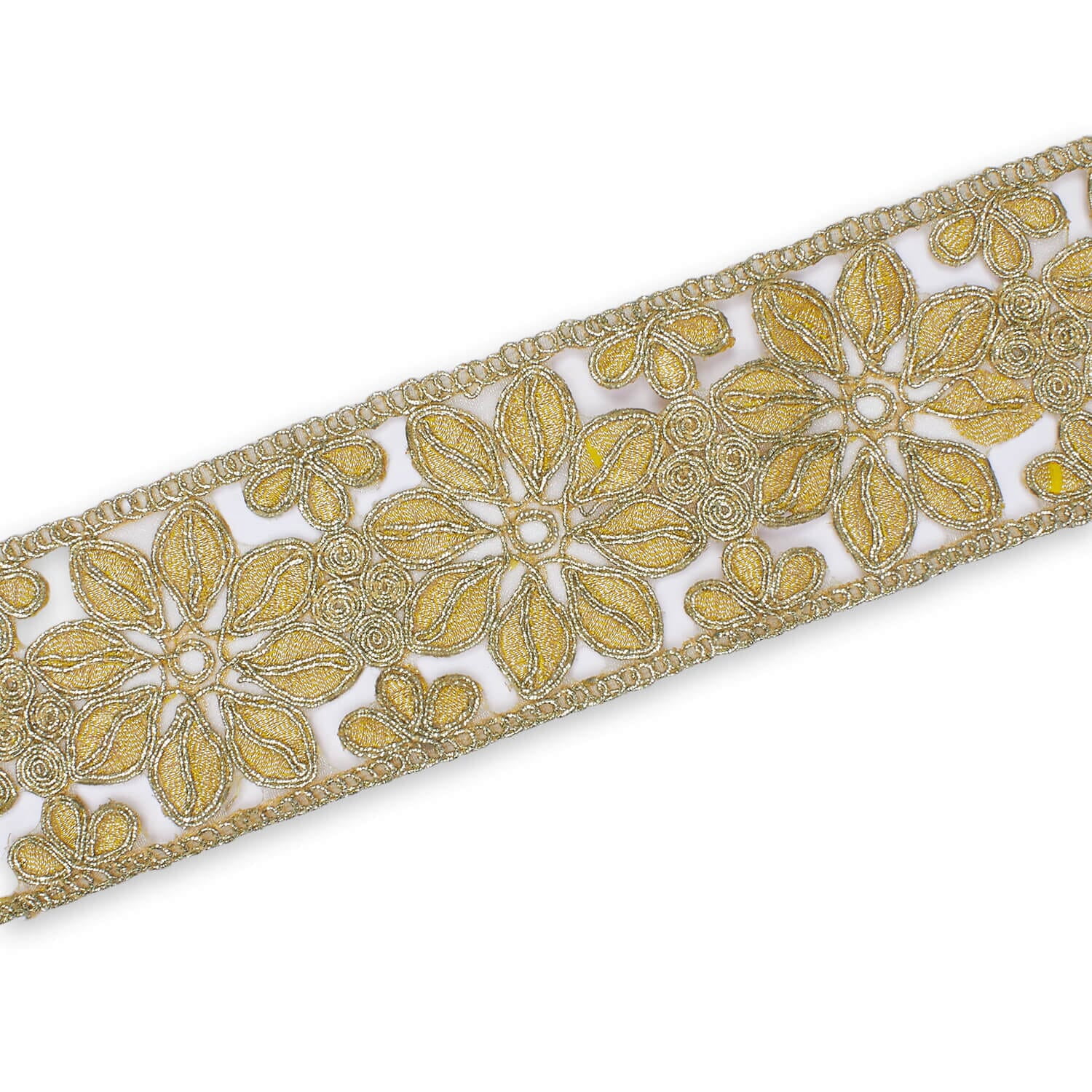 2.5" Floral Swirl Metallic Corded Embroidered Lace Trim – Decorative ...