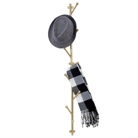2.5-Foot Gold Metal Tree Branch Style Wall Mounted Hat And Coat Rack ...