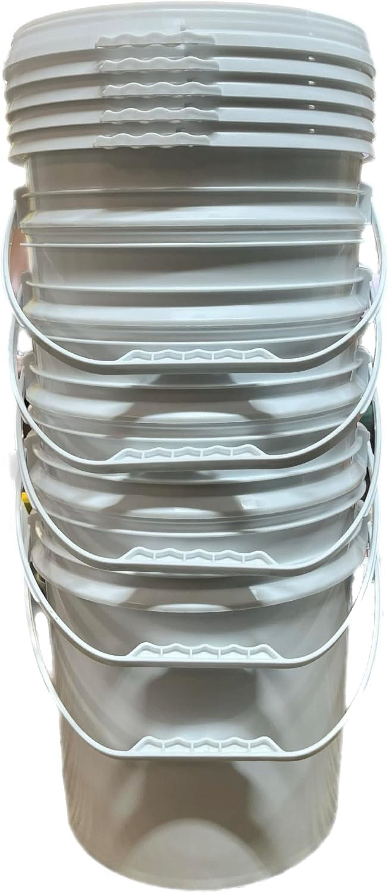 2.5 Gallon Bucket Food Safe Container with Lid (White, 5pc with Lid ...