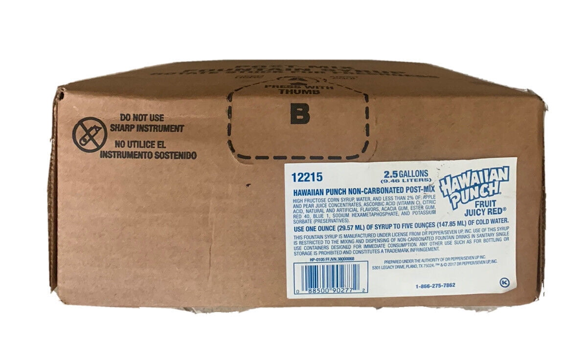 2.5 Gallon Hawaiian Punch Non-Carbonated Post Mix, BIB, BB: 03/08/2023 ...