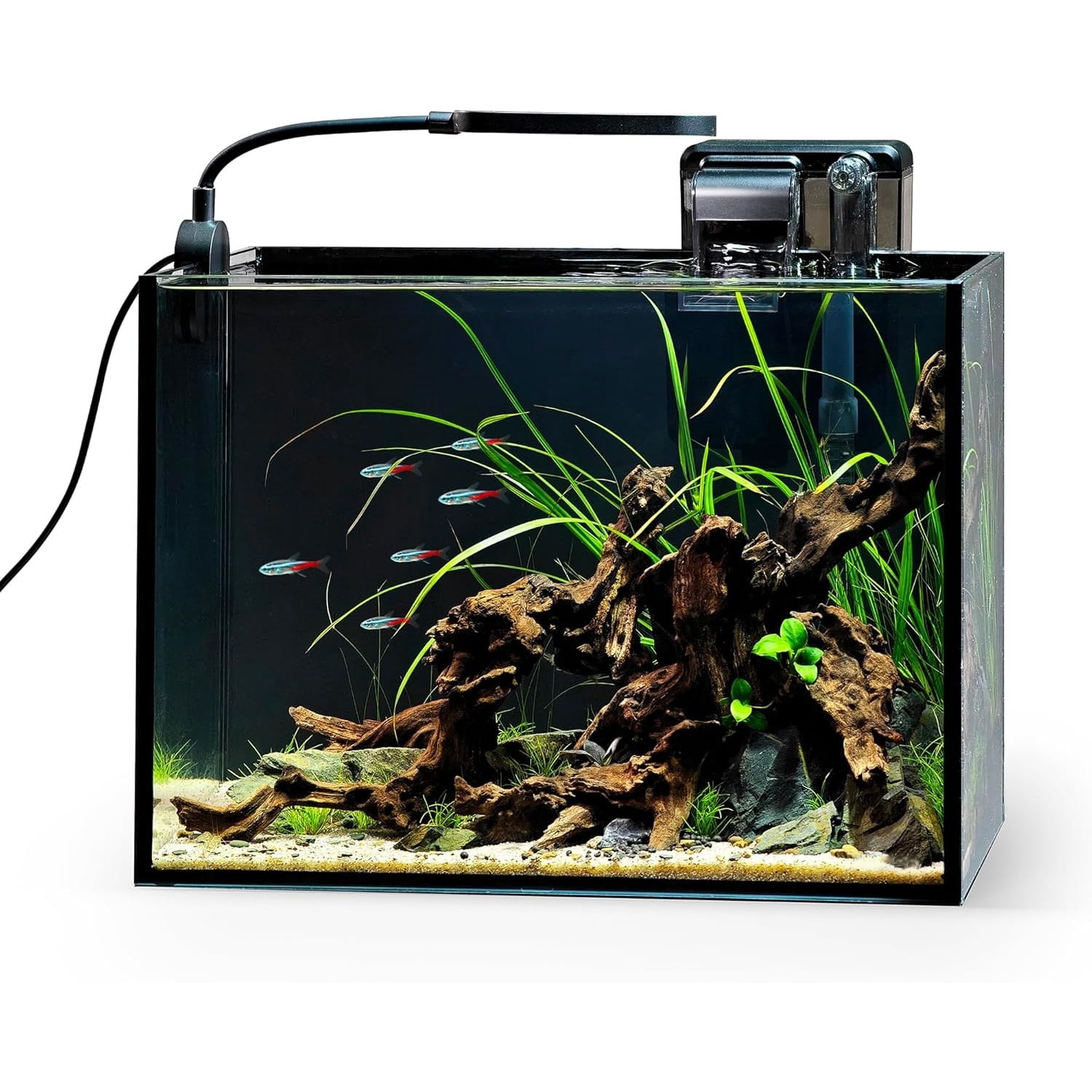 2.5 Gallon Nano Nature Aquarium Kit, Ultra-Clear Rimless Desktop Fish ...