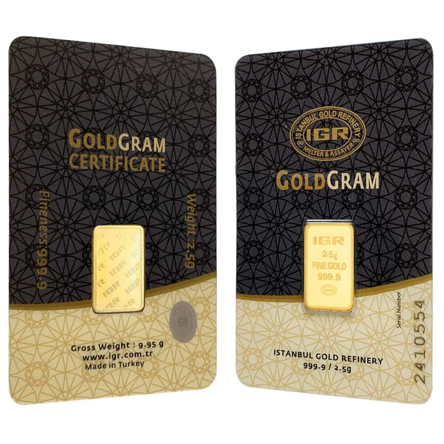 2.5 Gram Istanbul Gold Refinery (IGR) Bar .9999 Fine (in Assay ...