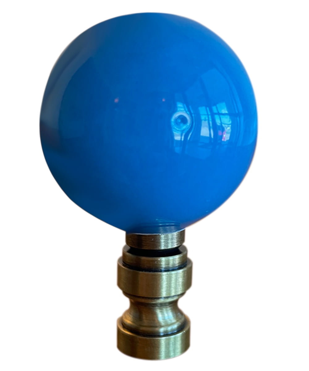 2.5"H Ceramic Sky Blue Round Lamp Finial Antique Brass Base - Walmart.com