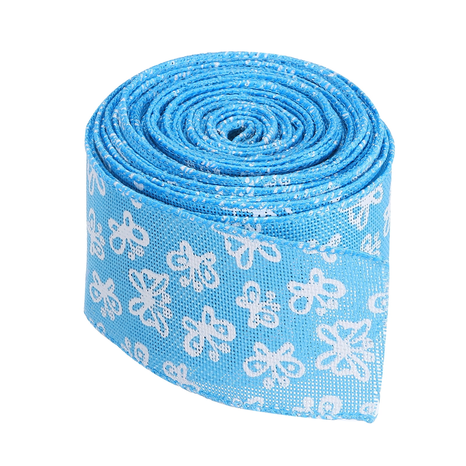 2.5 Inch 10 Yard Spring Butterfly Wired Ribbon Pastel Blue Fabric ...