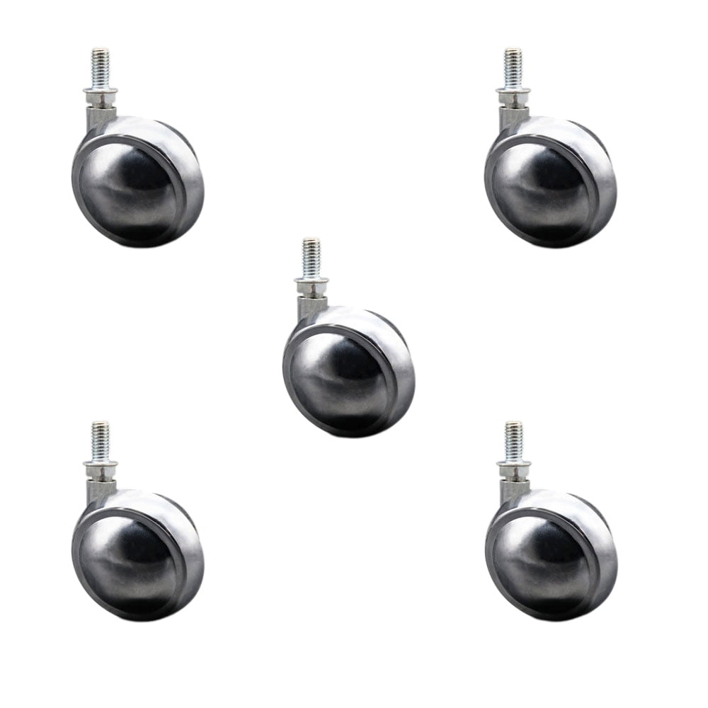 2.5 Inch Bright Chrome Metal Ball Caster – 3/8 Inch Threaded Stem – Set ...