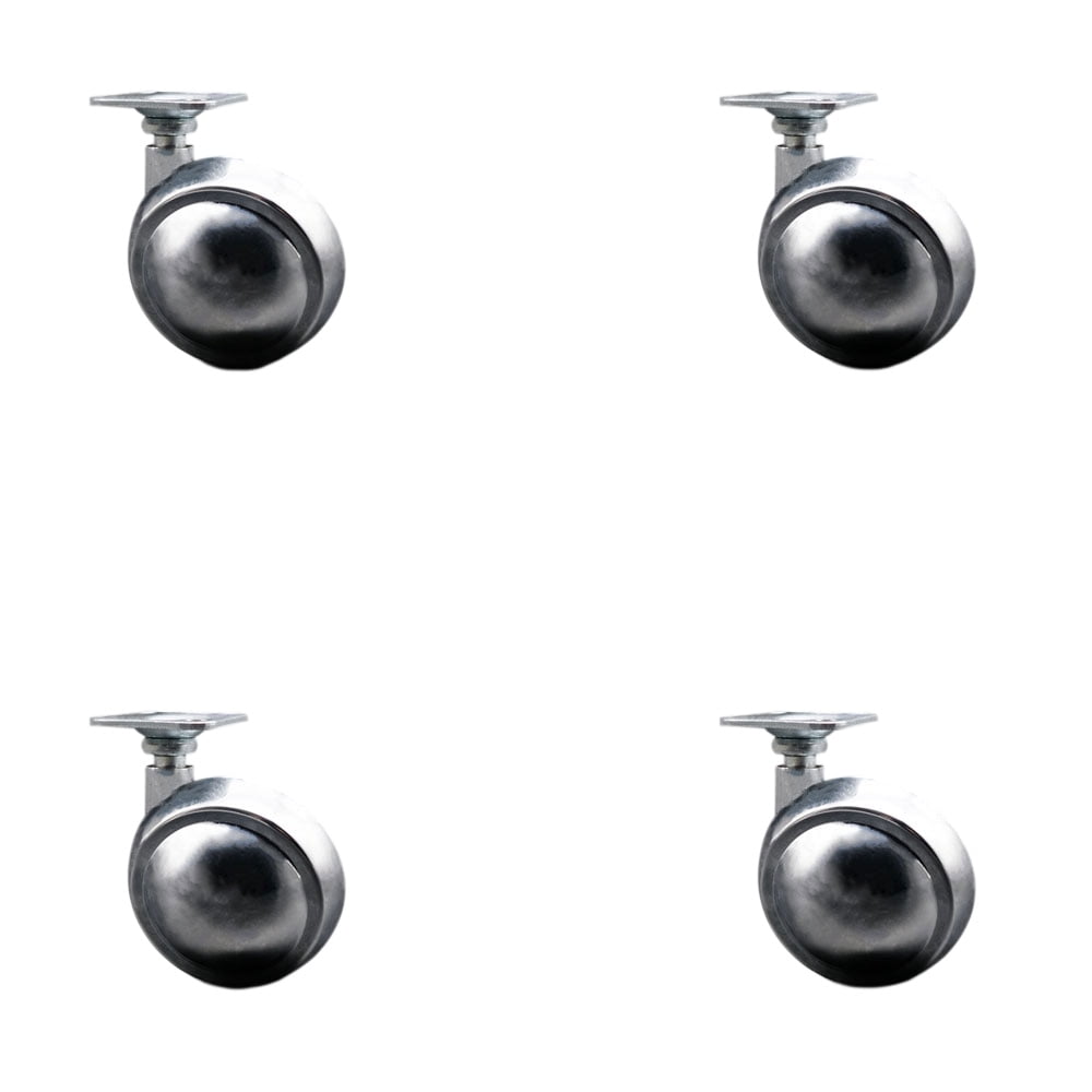 2.5 Inch Bright Chrome Metal Ball Caster – Top Plate – Set of 4 ...
