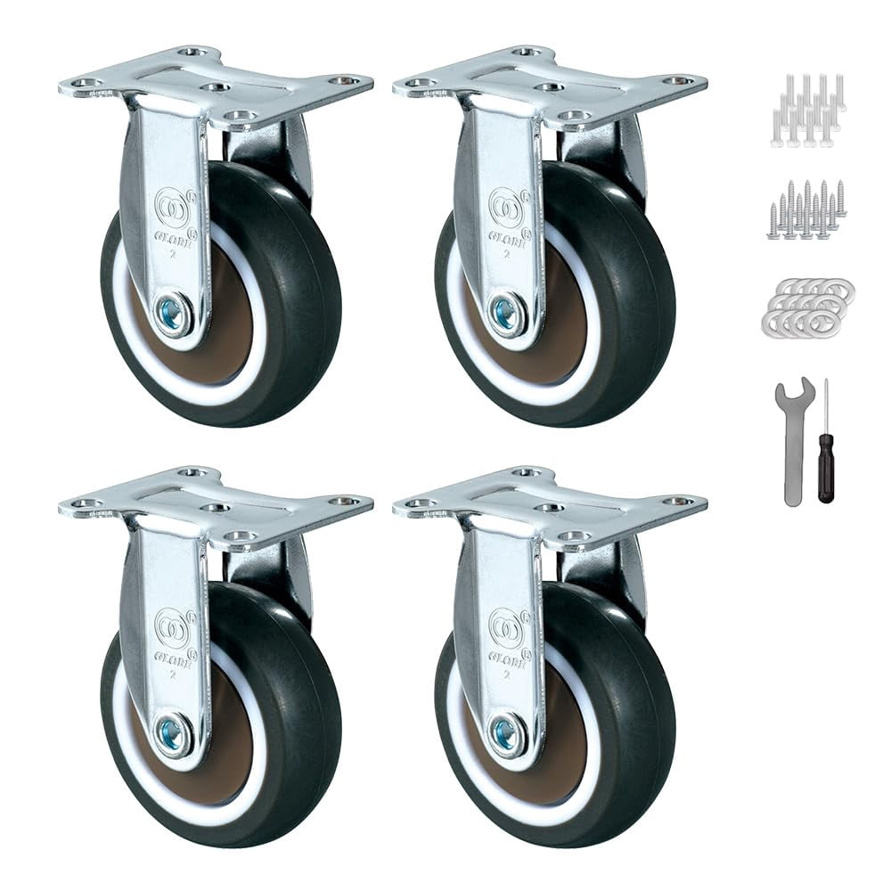 2.5 Inch Caster Wheels Set of 4 Heavy Duty No Noise Castors Top Plate ...