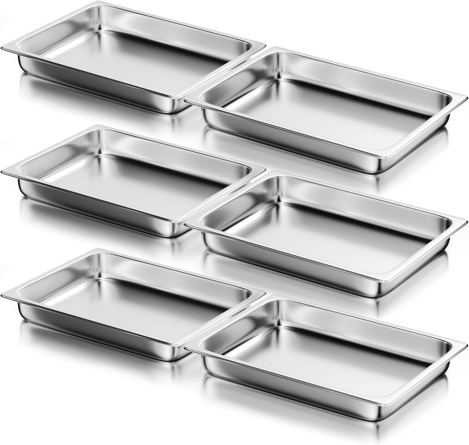 2.5 Inch Deep Full Size Steam Table Pans, 6-Pack Commercial Restaurant ...