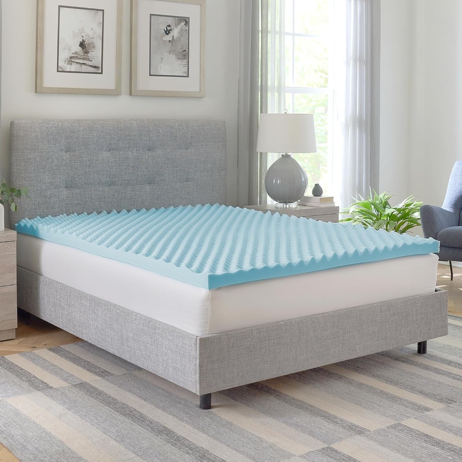 2.5 Inch Memory Foam Mattress Topper, Convoluted Gel Infused Mattress ...
