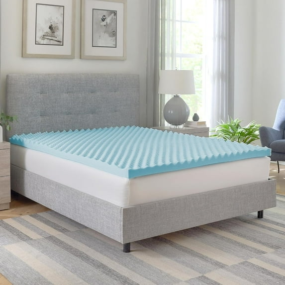 2.5 Inch Memory Foam Mattress Topper, Convoluted Gel Infused Mattress ...
